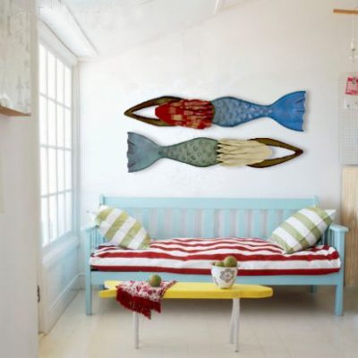 Mermaid Sculptures | Handmade Coastal Wall Decor | Iron Fish Art