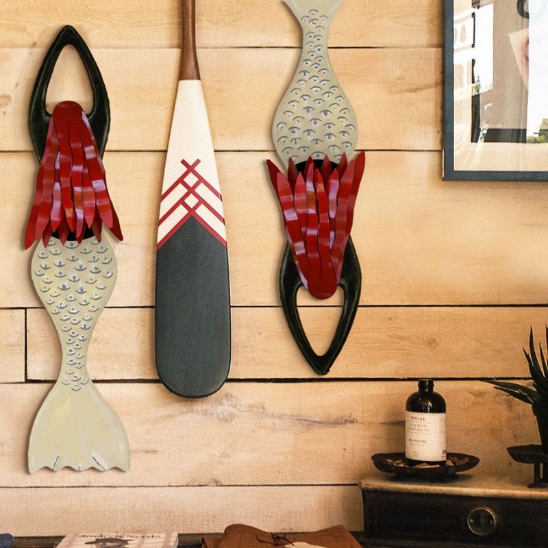 Mermaid Sculptures | Handmade Coastal Wall Decor | Iron Fish Art